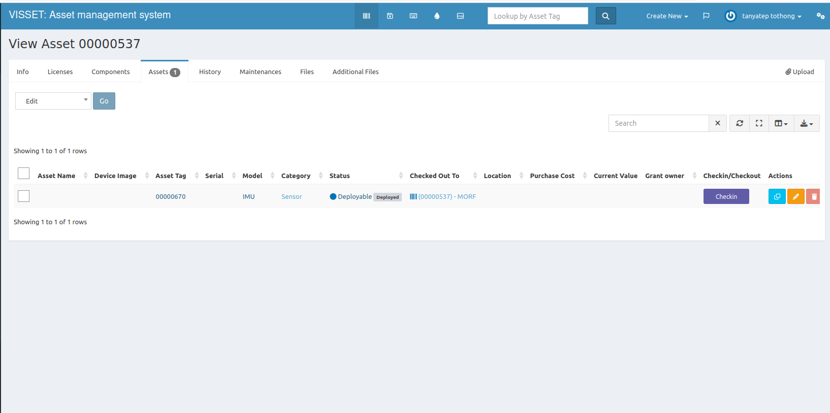 List robot & project asset - VISSET documentation