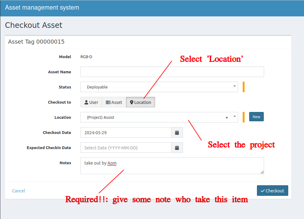 Checkout for project - VISSET documentation